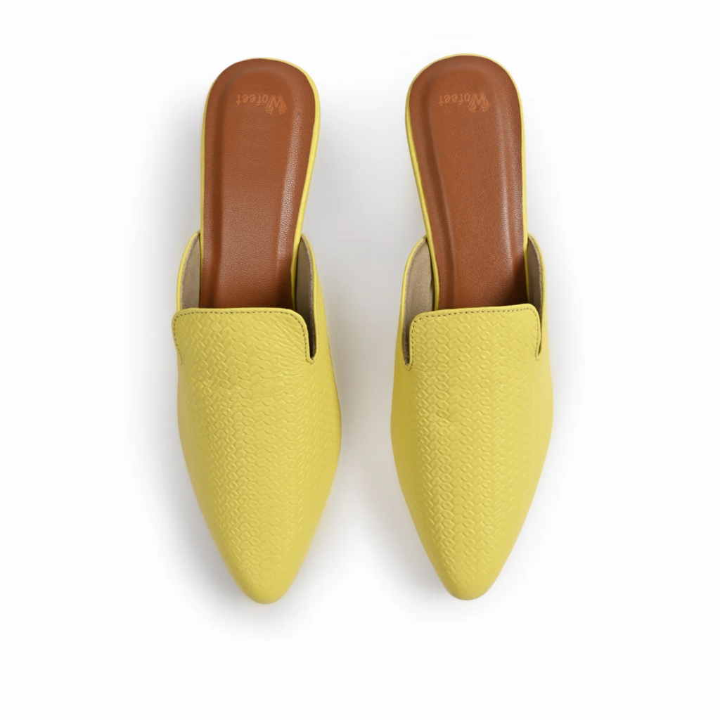 Cobble Yellow Mule Heels For Women - wofeet.in