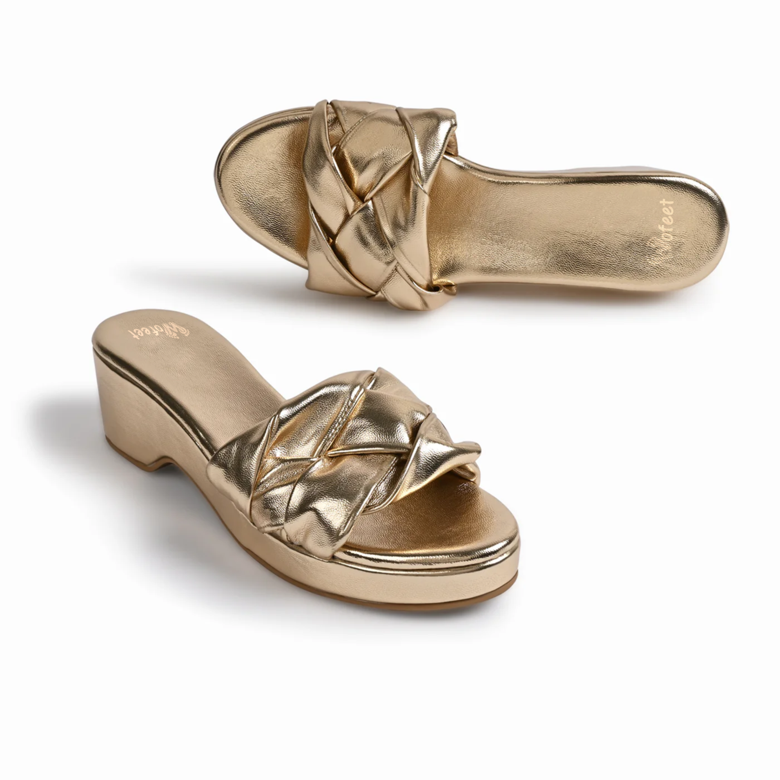 Messina Gold Platform Sandals For Women - wofeet.in